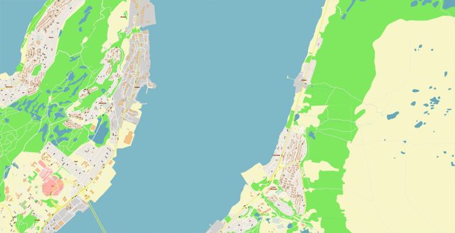 Tromsø / Tromso Norway City Vector Map Exact High Detailed editable ...