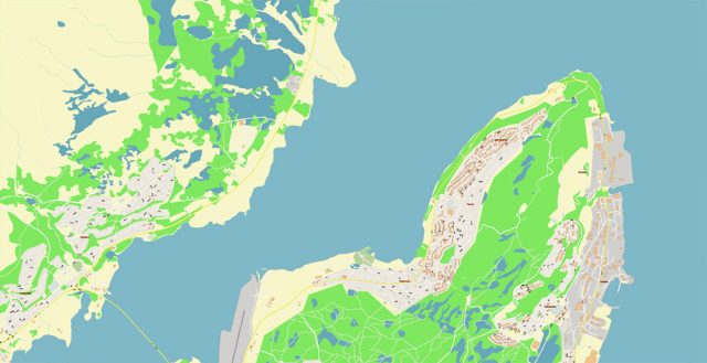 Tromsø / Tromso Norway City Vector Map Exact High Detailed editable ...