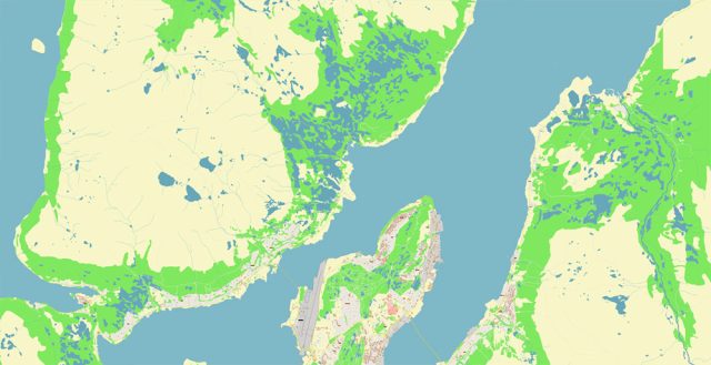 Tromsø / Tromso Norway City Vector Map Exact High Detailed editable ...
