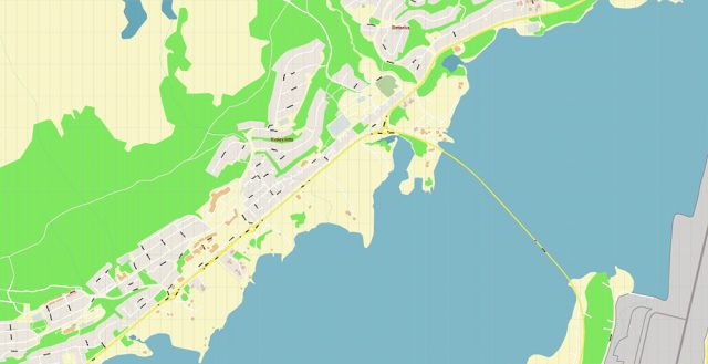 Tromsø / Tromso Norway City Vector Map Exact High Detailed editable ...