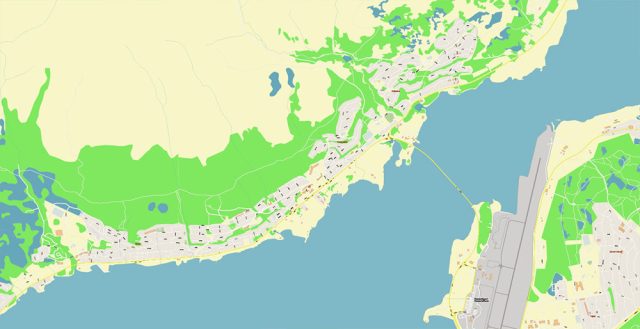 Tromsø / Tromso Norway City Vector Map Exact High Detailed editable ...
