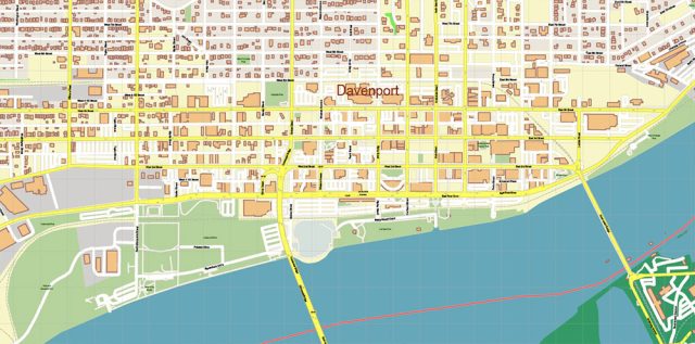 Davenport Area Iowa US Map Vector High Detailed editable Adobe ...