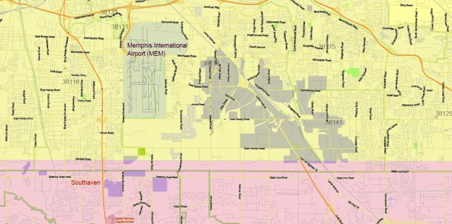 Memphis Shelby County Tennessee US Map Vector Detailed editable Adobe ...