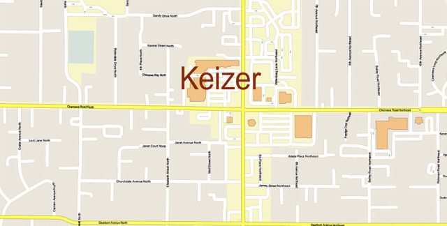 Salem + Keizer Oregon US Map Vector High Detailed editable Adobe ...