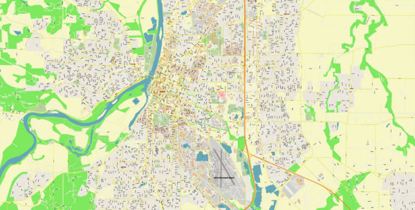 Salem + Keizer Oregon US Map Vector High Detailed editable Adobe ...