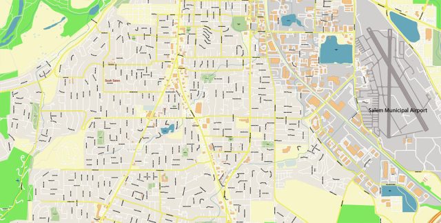 Salem + Keizer Oregon US Map Vector High Detailed editable Adobe ...