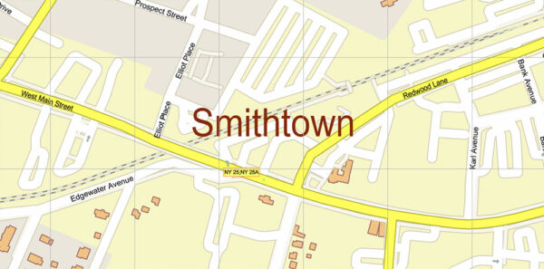 Smithtown Long Island New York US Map Vector High Detailed editable ...
