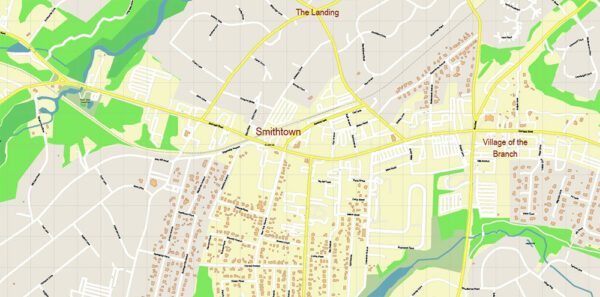 Smithtown Long Island New York US Map Vector High Detailed editable ...
