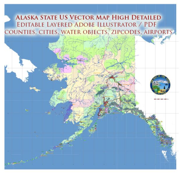 Anchorage Alaska US Map Vector Exact City Plan detailed Street Map ...