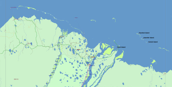Alaska State US PDF Vector Map: Exact Roads Plan High Detailed Street ...