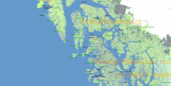 Alaska State US PDF Vector Map: Exact Roads Plan High Detailed Street ...
