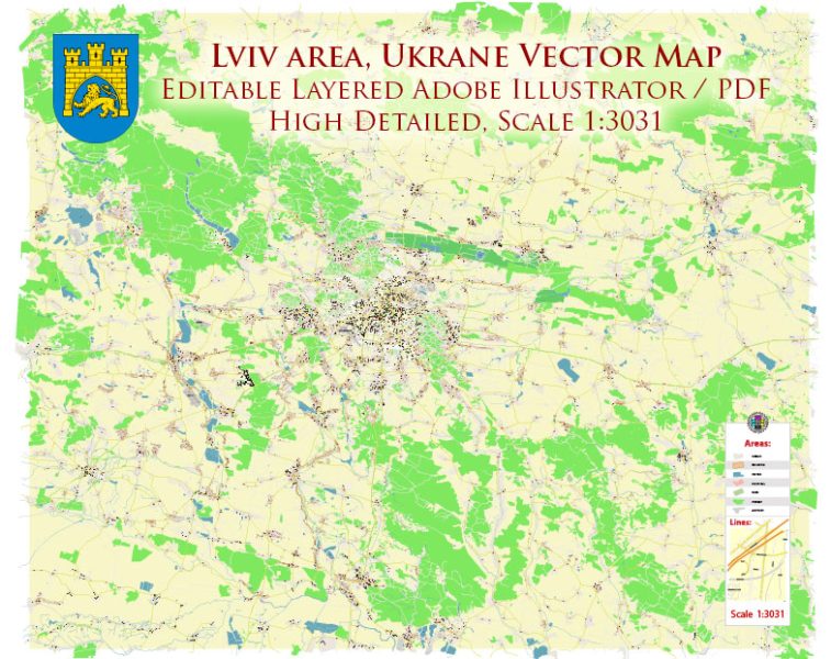 Lviv Ukraine Map Vector Exact City Plan High Detailed Street Map ...
