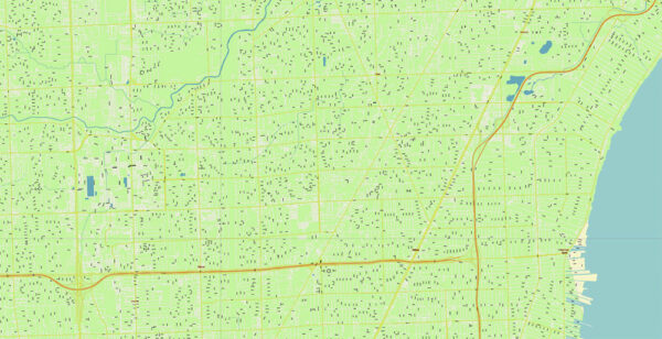 _Michigan South-East area, US Vector Map: Extra High Detailed in 2 ...