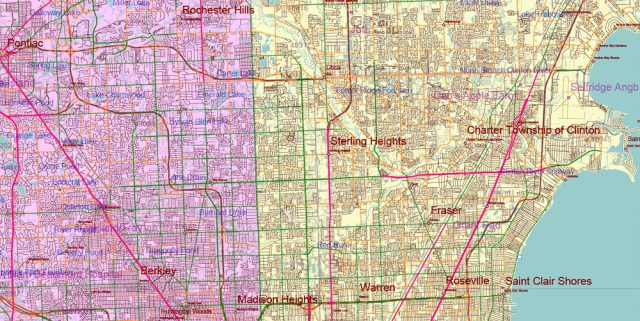 _Michigan State US PDF Vector MAP: Accurate Roads Plan High Detailed ...