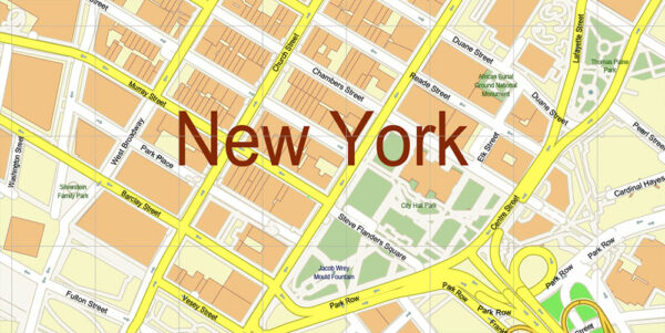 New York City US Map Vector City Plan High Detailed Street Map editable ...