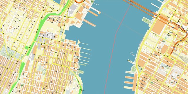 New York City US Map Vector City Plan High Detailed Street Map editable ...
