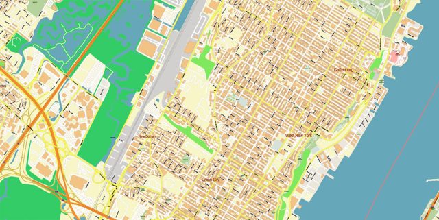 New York City US Map Vector City Plan High Detailed Street Map editable ...