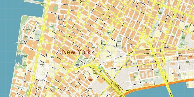 New York City US Map Vector City Plan High Detailed Street Map editable ...