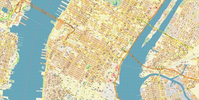 New York City US Map Vector City Plan High Detailed Street Map editable ...