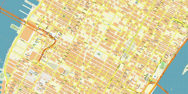 New York City US Map Vector City Plan High Detailed Street Map editable ...