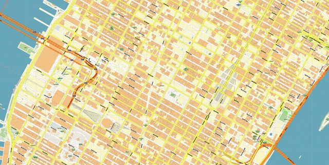 New York City US Map Vector City Plan High Detailed Street Map editable ...