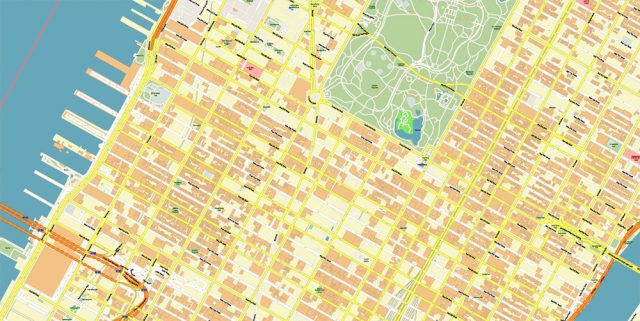 _New York City US Map Vector City Plan High Detailed Street Map ...