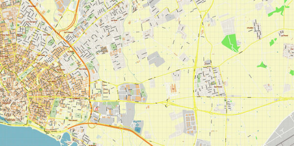 Palma Mallorca Spain Map Vector City Plan High Detailed Street Map ...