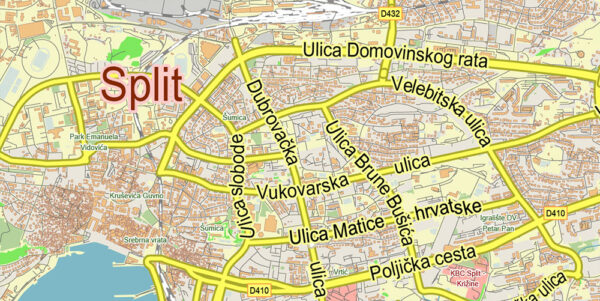 Split Croatia Map Vector City Plan Low Detailed (for small print size ...