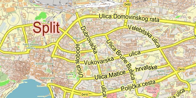 Split Croatia Map Vector City Plan Low Detailed (for small print size ...