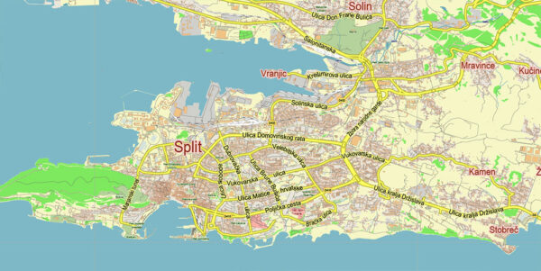 Split Croatia Map Vector City Plan Low Detailed (for small print size ...