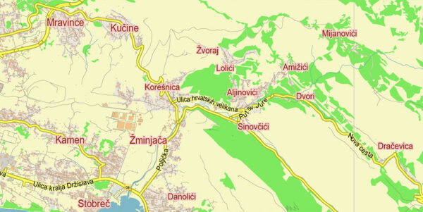 Split Croatia Map Vector City Plan Low Detailed (for small print size ...