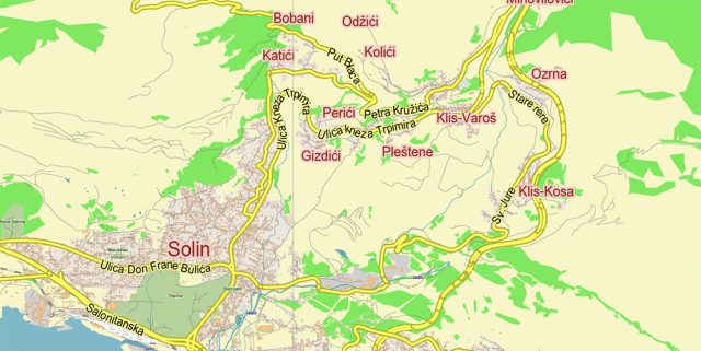 Split Croatia Map Vector City Plan Low Detailed (for small print size ...