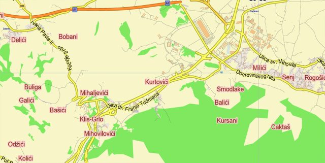 Split Croatia PDF Vector Map: City Plan Low Detailed (for small print ...