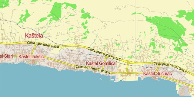 Split Croatia Map Vector City Plan Low Detailed (for small print size ...