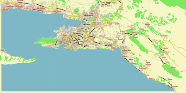 Split Croatia Map Vector City Plan Low Detailed (for small print size ...