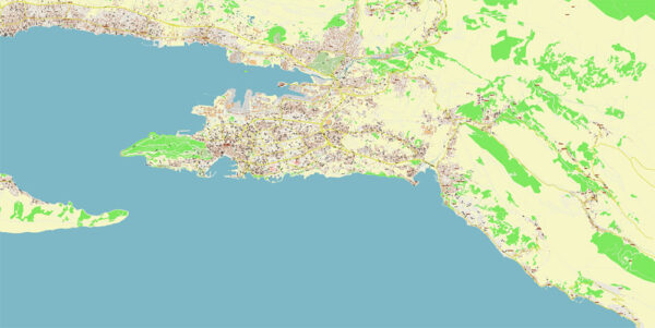 Split Croatia PDF Vector Map: City Plan High Detailed Street Map ...