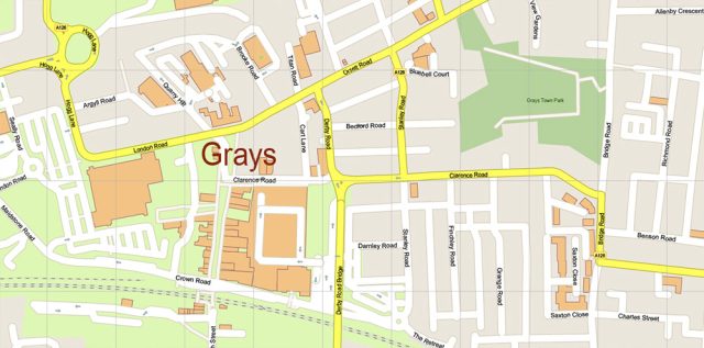 Thurrock Borough UK Map Vector Exact City Plan High Detailed Street Map ...