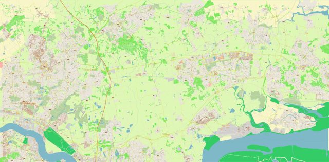 Thurrock Borough UK Map Vector Exact City Plan High Detailed Street Map ...