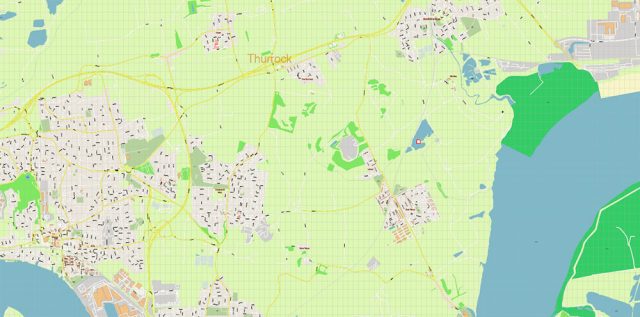 Thurrock Borough UK PDF Vector Map: Exact City Plan High Detailed ...