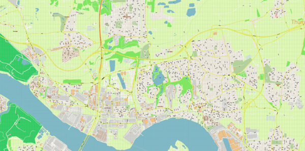 Thurrock Borough UK Map Vector Exact City Plan High Detailed Street Map ...