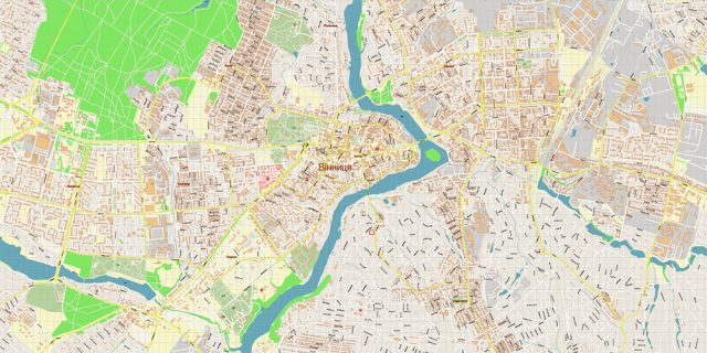 Vinnytsia Ukraine Map Vector Exact City Plan High Detailed Street Map ...