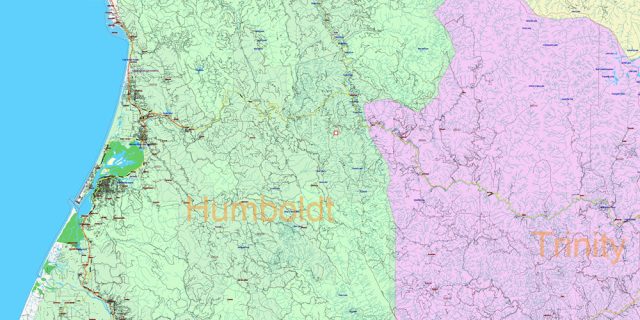 California State US PDF Vector Map: Exact Roads Plan High Detailed ...