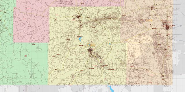 _New Mexico State US Map Vector Exact Roads Plan High Detailed Street ...