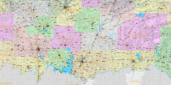 Oklahoma State US Map Vector Exact Roads Plan High Detailed Street Map ...