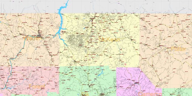 _Pennsylvania State US Map Vector Exact Roads Plan High Detailed Street ...