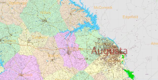 Georgia State US Map Vector Exact Roads Plan High Detailed Street Map ...