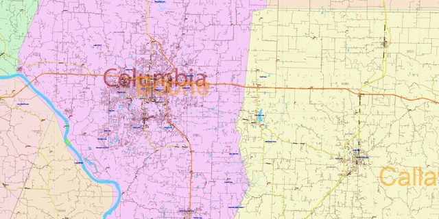 Missouri State US PDF Vector Map Exact Roads Plan High Detailed Street ...