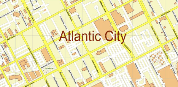 Atlantic City Area New Jersey US Map Vector City Plan High Detailed ...