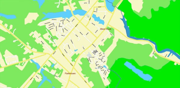 Atlantic City Area New Jersey US Map Vector City Plan High Detailed ...