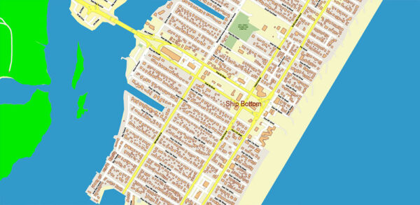 Atlantic City Area New Jersey US Map Vector City Plan High Detailed ...